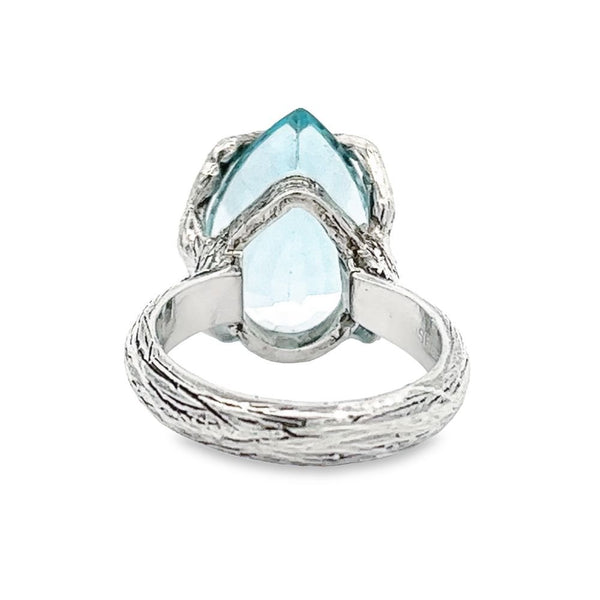 BUY Sterling Silver 13 ct Cushion Cut Swiss Blue Topaz Cocktail Ring