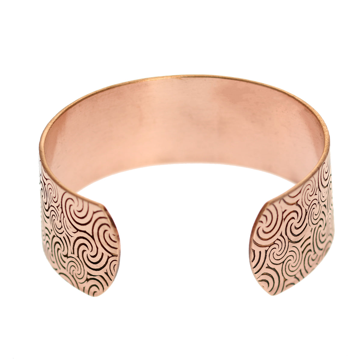 BUY 1 Inch Wide Men's Solid Copper Wave Embossed Cuff - John S. Brana