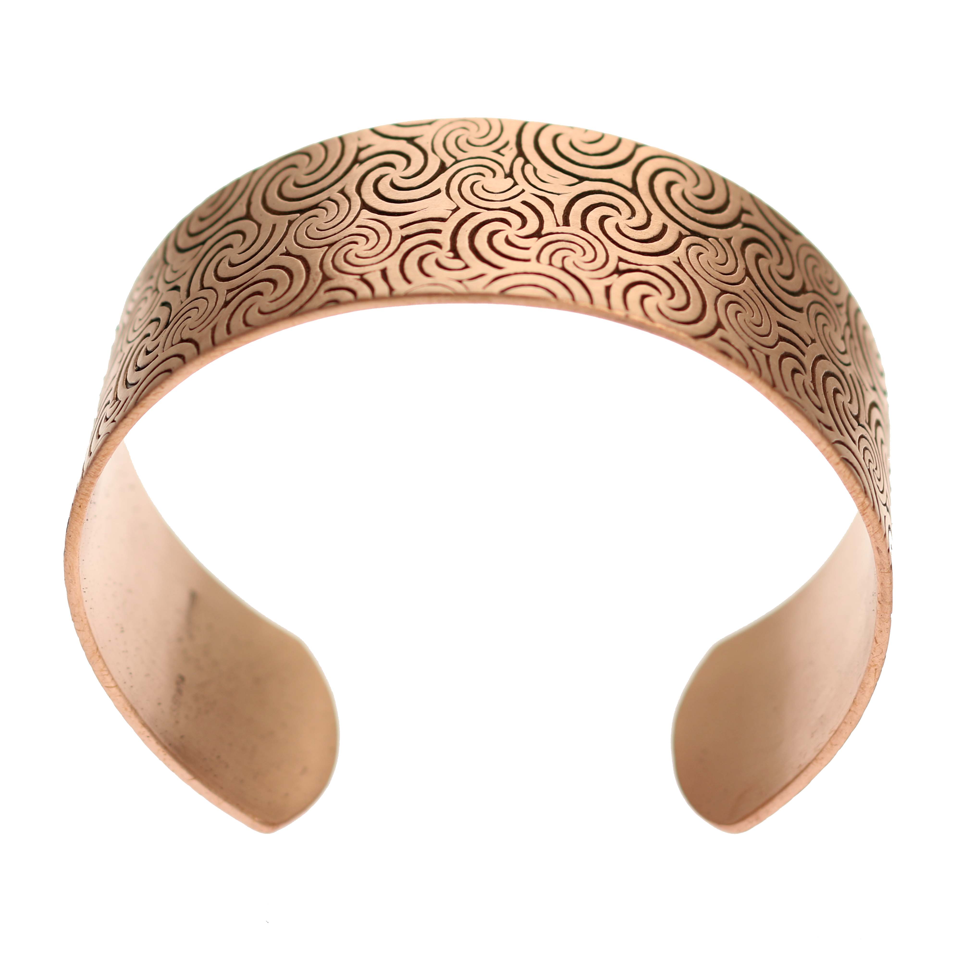 BUY 1 Inch Wide Men's Solid Copper Wave Embossed Cuff - John S. Brana