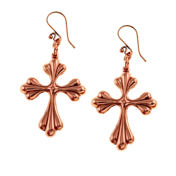 BUY Copper Baroque Cross Drop Earrings