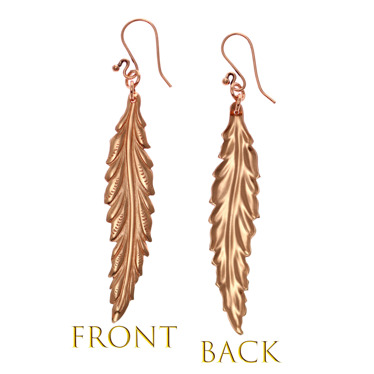BUY Long Feather Copper Drop Earrings