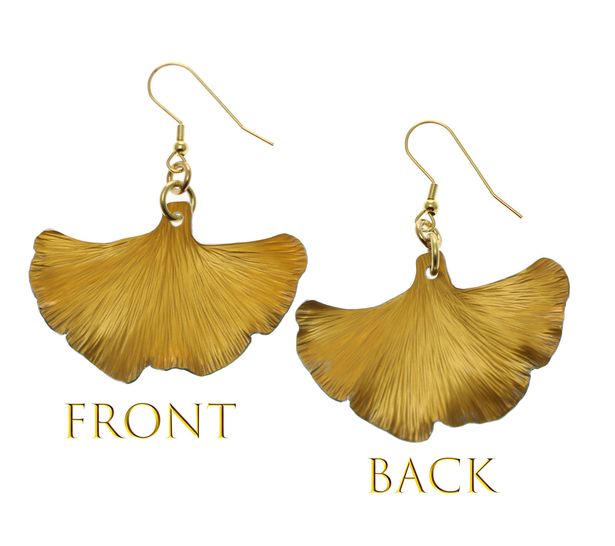 BUY Medium Light Orange Anodized Ginkgo Leaf Drop Earrings