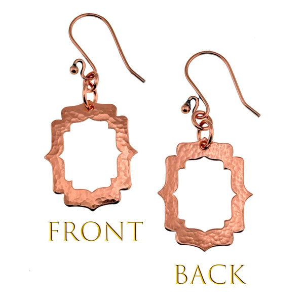 BUY Small Pierced Hammered Copper Arabesque Shield Earrings