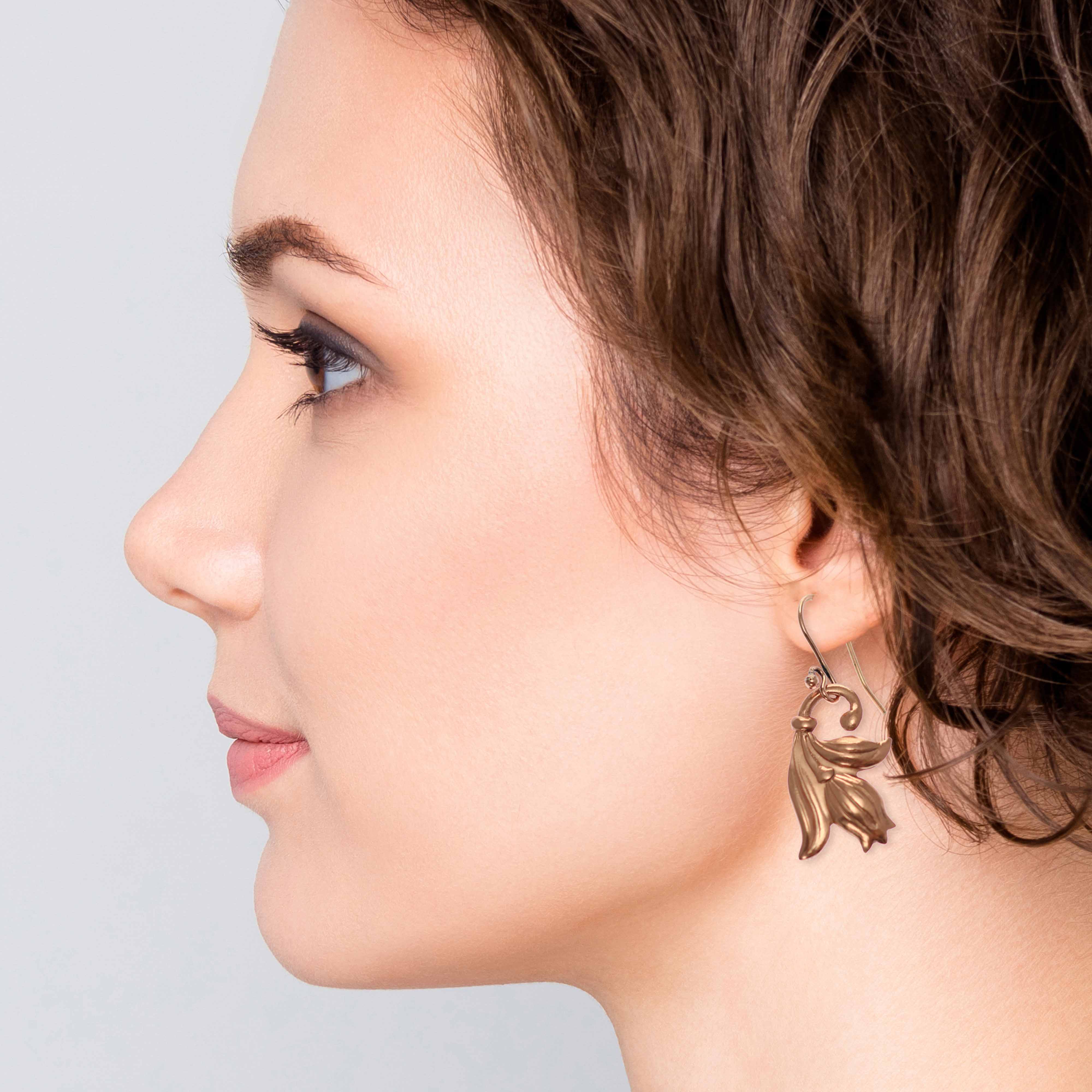BUY Unique Handcrafted Tulip Copper Earrings, Delicate Flower Jewelry