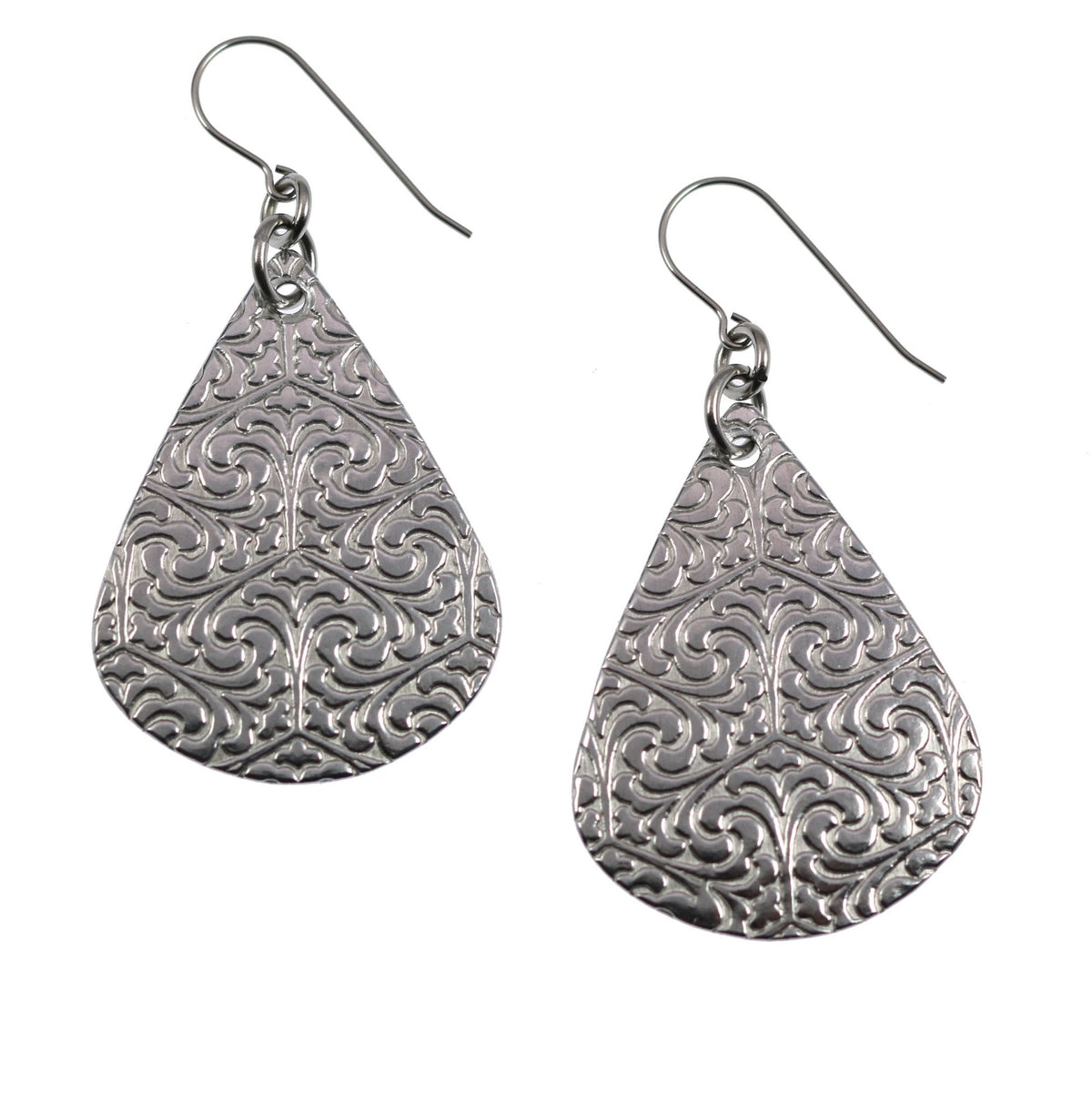 BUY Shop Damask Embossed Aluminum Teardrop Earrings - John S Brana
